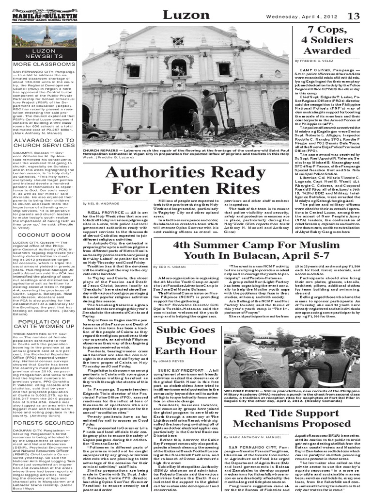 Manila Bulletin PDF | PDF | Religion And Belief | Armed Conflict