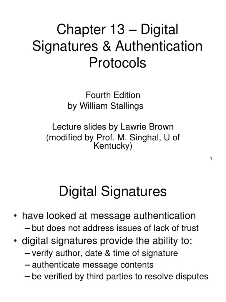 Digital Signatures & Authentication Protocols | PDF | Public Key Cryptography | Espionage Techniques