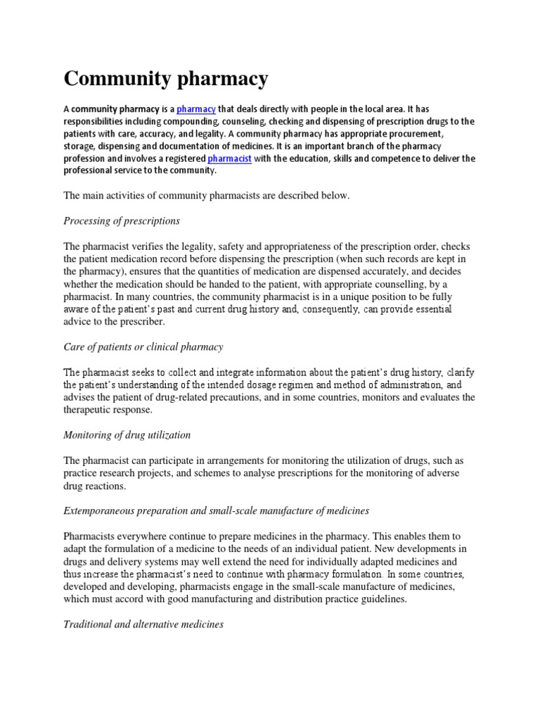 Community Pharmacy | PDF | Pharmacy | Pharmacist
