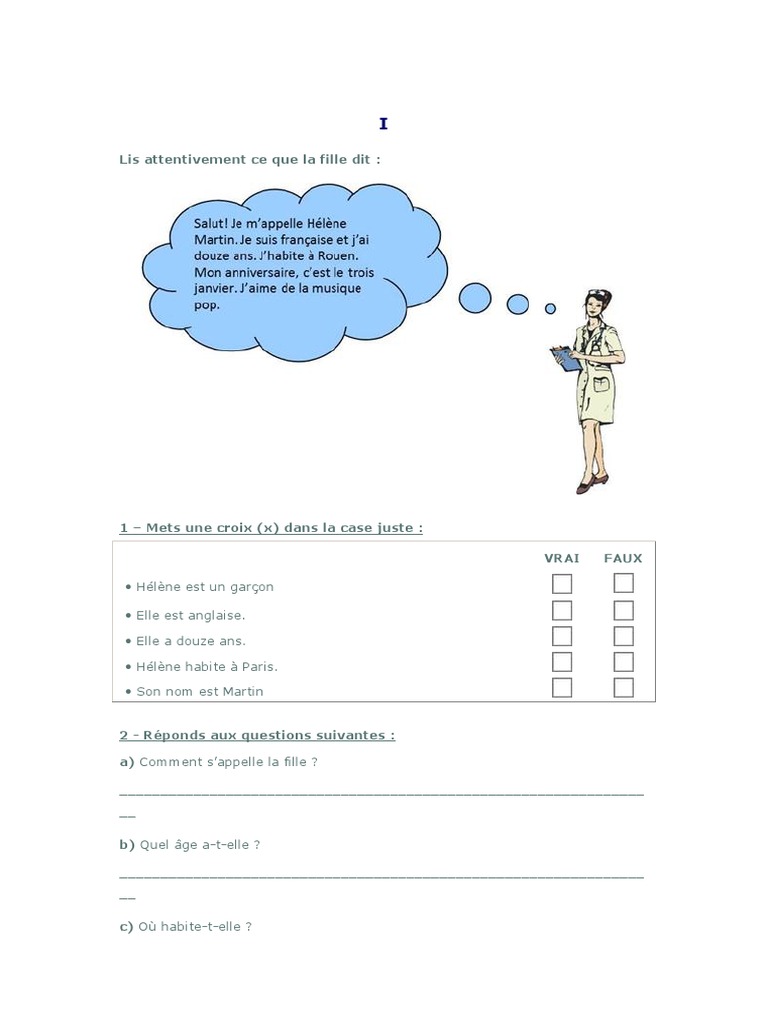 Test de français pour débutants | PDF
