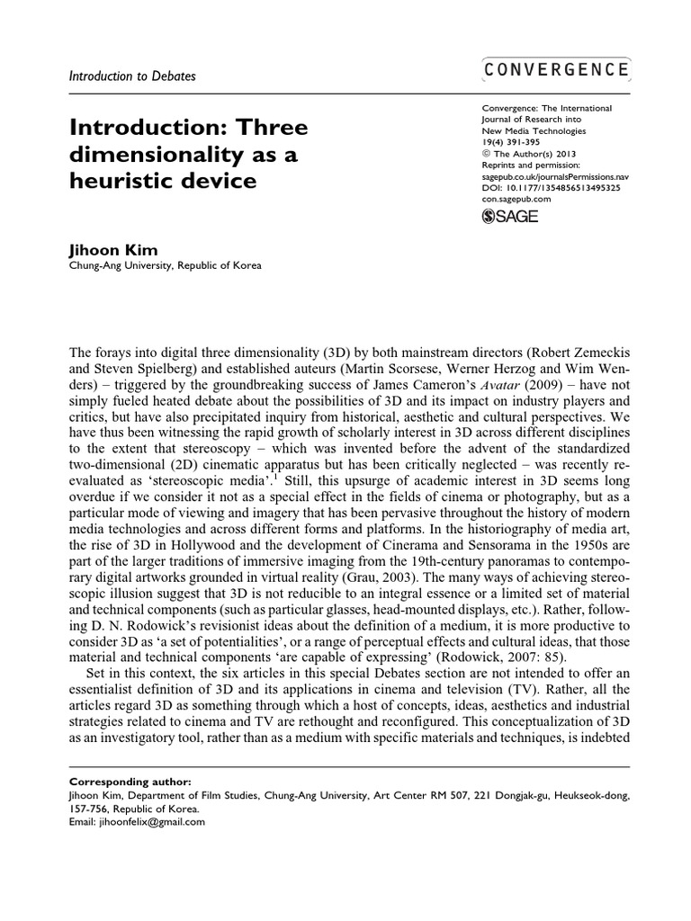 3D As A Heuristic Device | PDF | Stereoscopy | 3 D Film