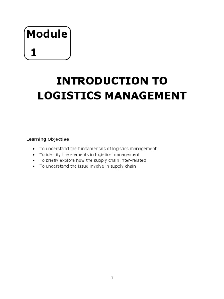 Introduction to Logistics Management | Logistics | Supply Chain Management