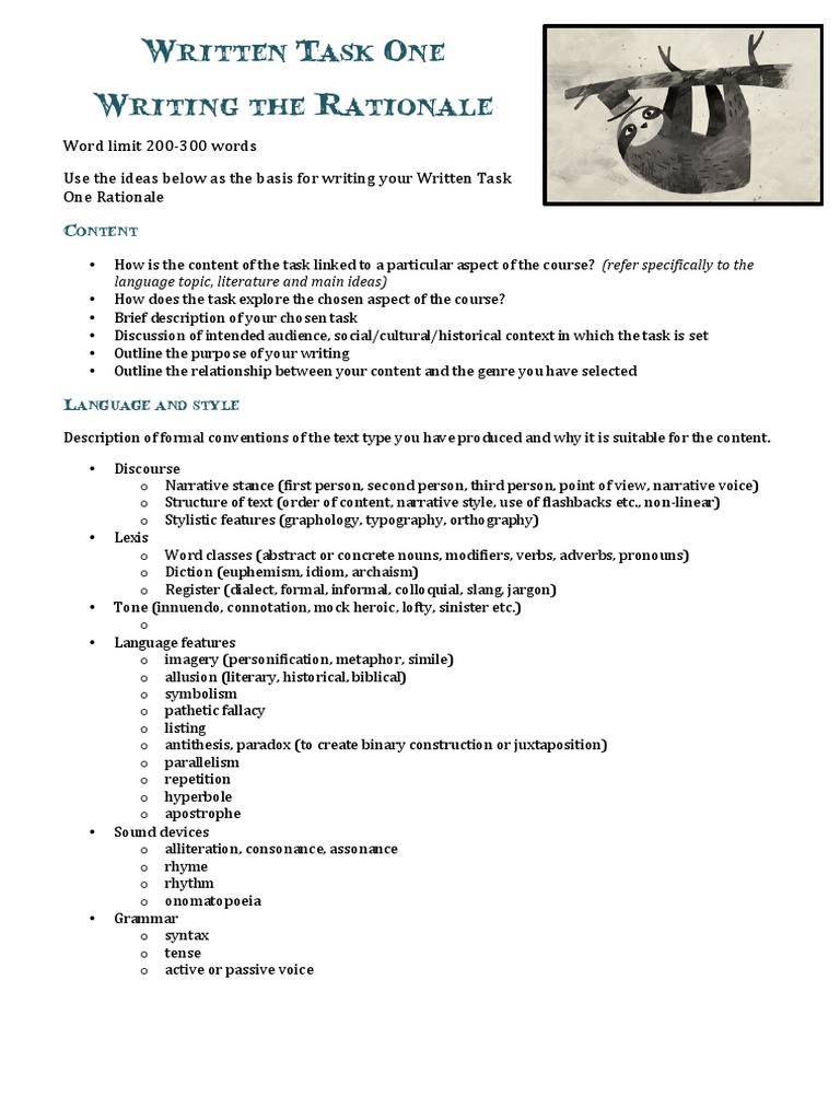 Writing a Rationale for Task One | PDF | Languages | Language Arts ...
