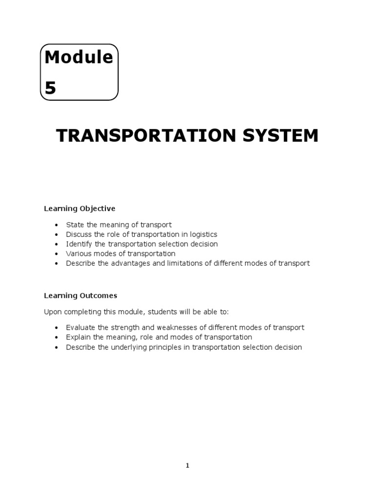 Transportation System | Transport | Mode Of Transport
