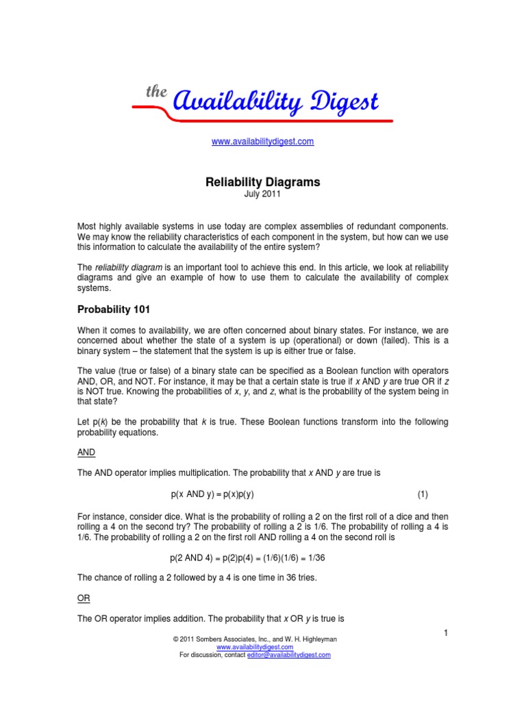 Availability Digest: Reliability Diagrams | PDF | Areas Of Computer ...