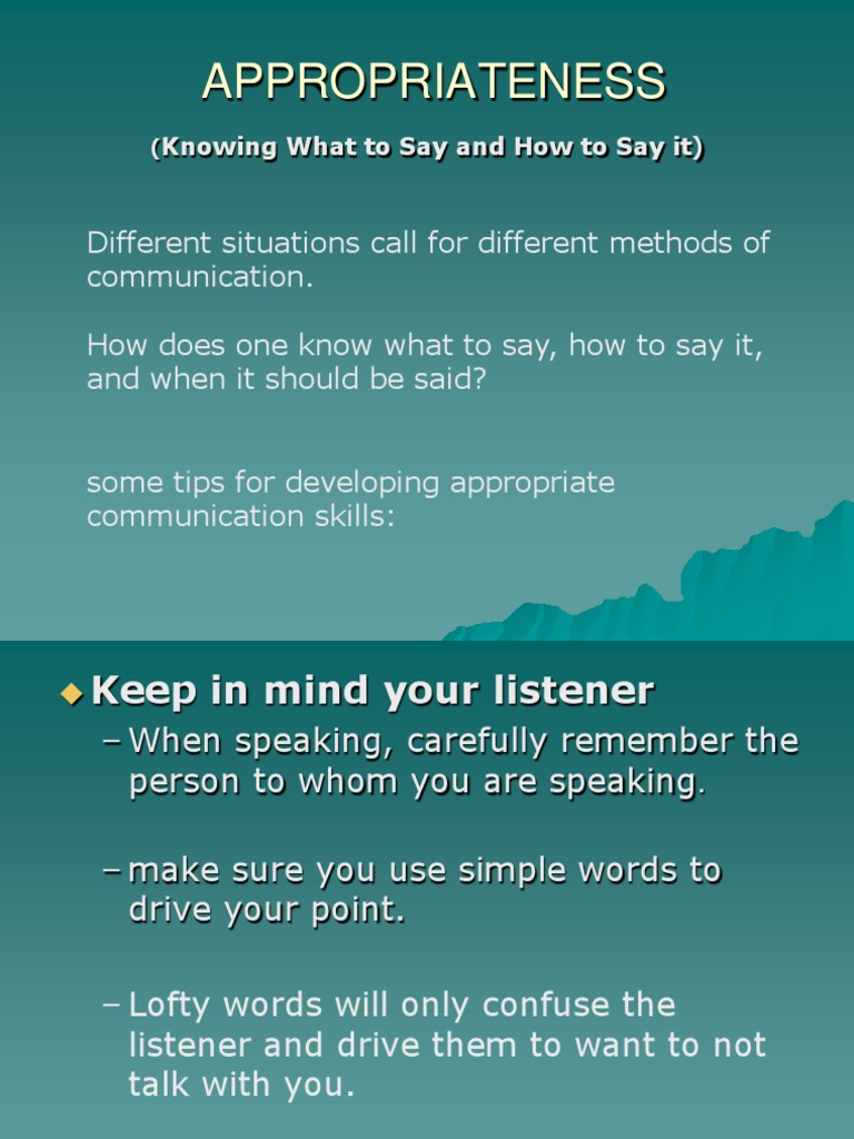 Appropriateness | Conversation | Communication