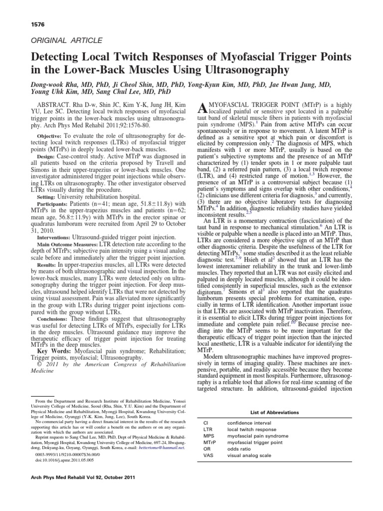 Detecting Local Twitch Responses of Myofascial Trigger Points in The ...