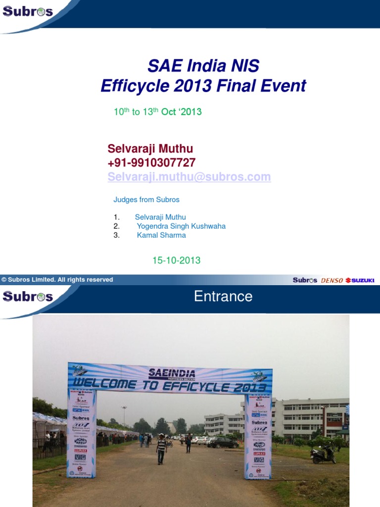 Efficycle 2013 Final Event Snaps | PDF
