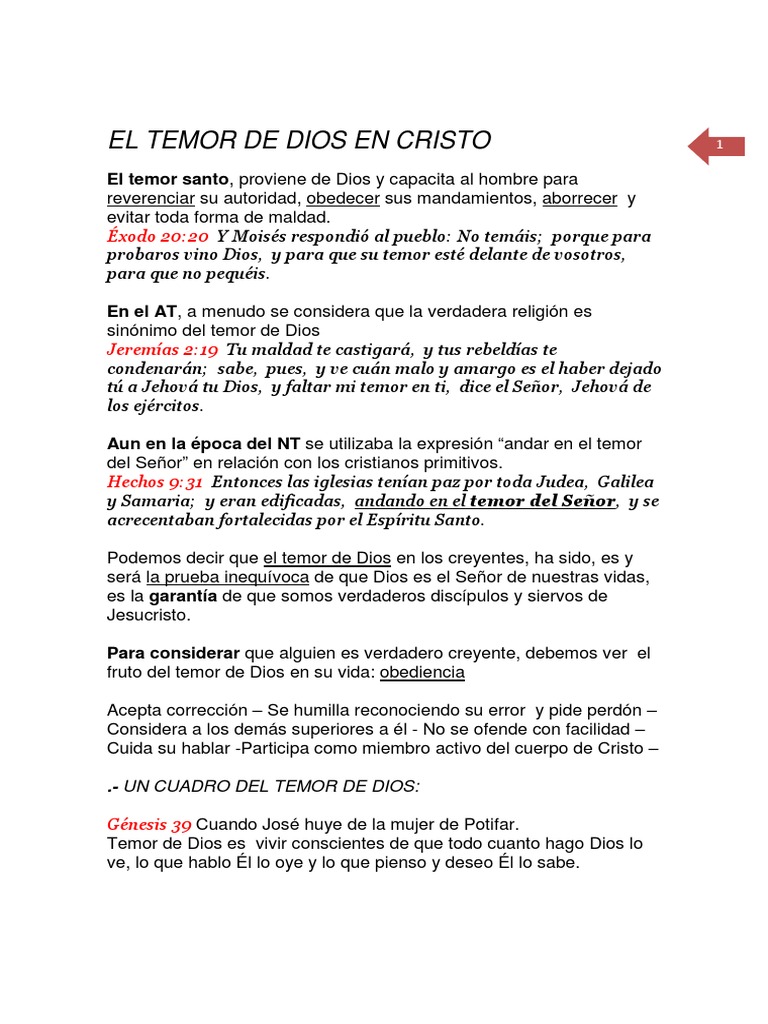 El Temor de Dios | PDF | Pablo el apóstol | Espíritu
