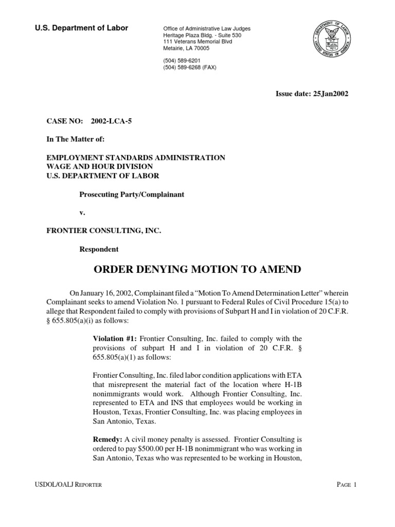 Order Denying Motion to Amend Case 2002-LCA-5 | PDF | Finance & Money ...