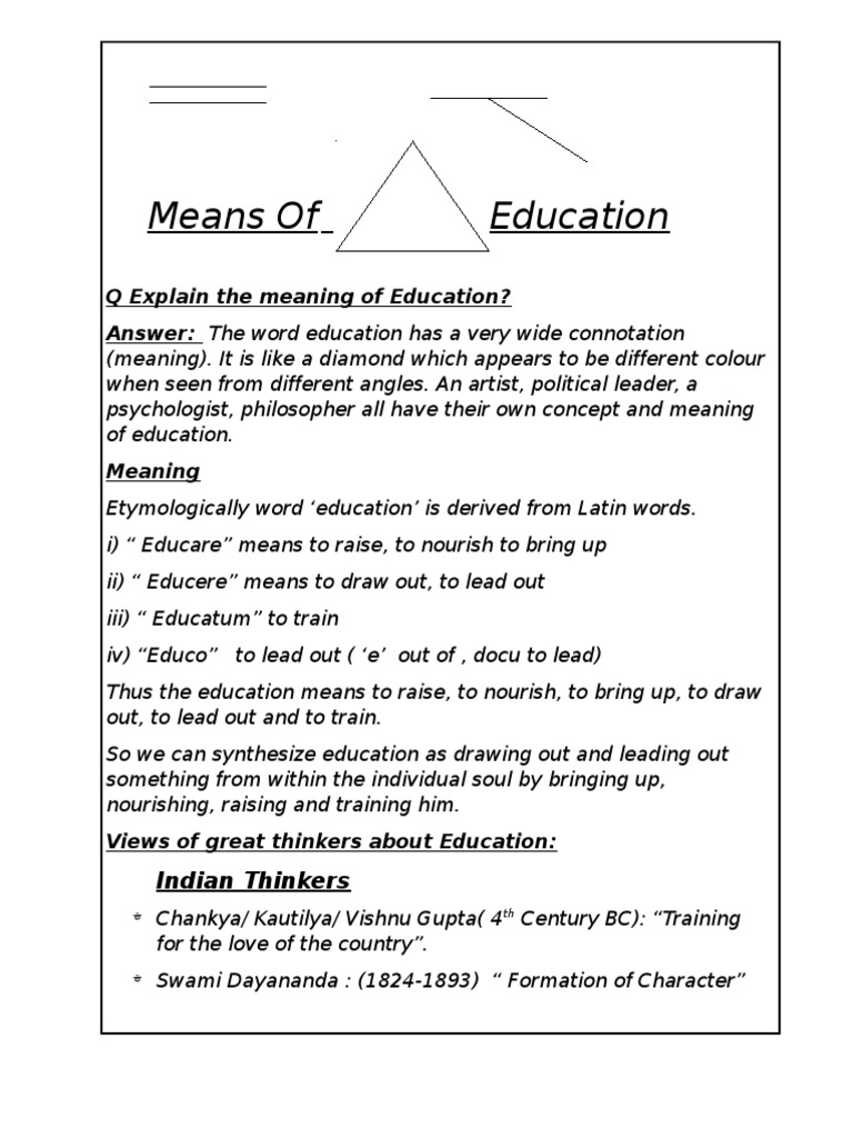 Meaning and Concepts of Education | PDF | Teachers | Curriculum