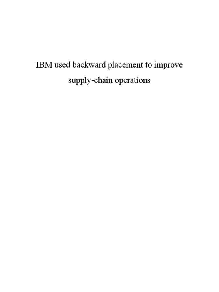 IBM Supply Chain | PDF | Supply Chain | Supply Chain Management
