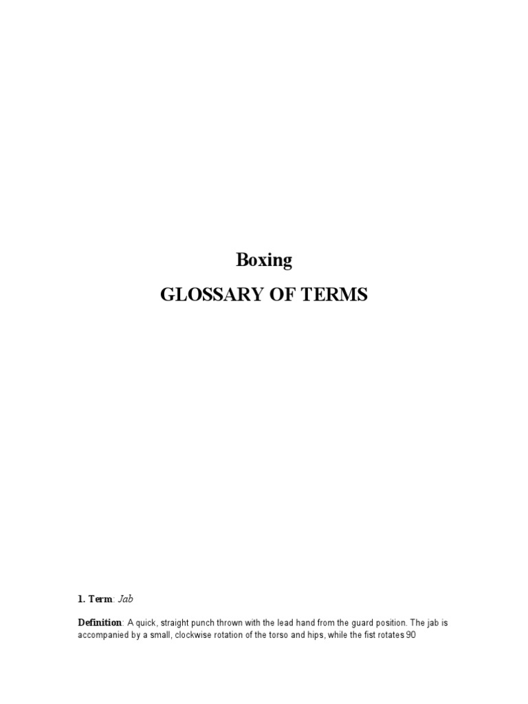 Boxing - Glossary of Terms | Download Free PDF | Combat Sports | Combat