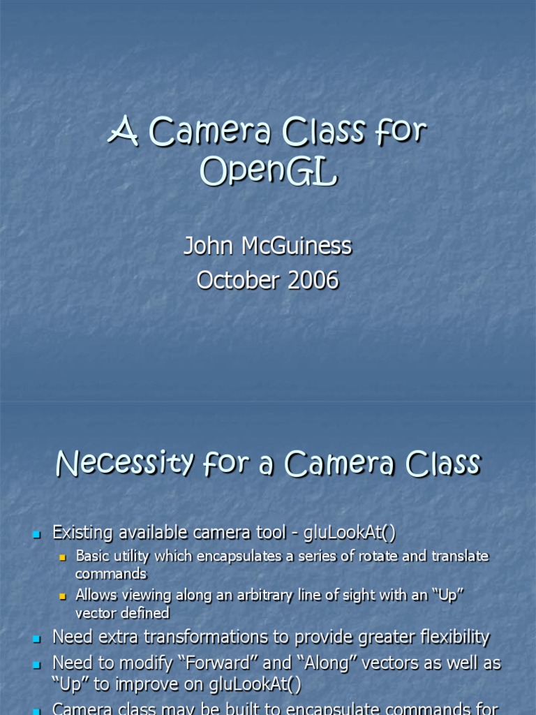 Camera Class For OpenGL | PDF | Cartesian Coordinate System | Matrix ...