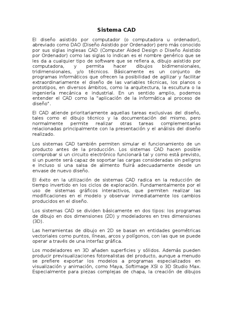 Sistema CAD | PDF | Diseño asistido por ordenador | Software