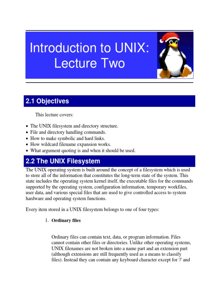 Introduction To Unix 2 Pdf Directory Computing File System