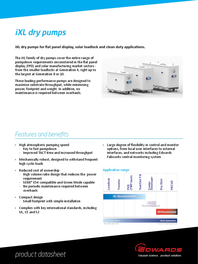 iXL Dry Pumps For FPD and Solar Processes - M57300895 | PDF | Pump ...