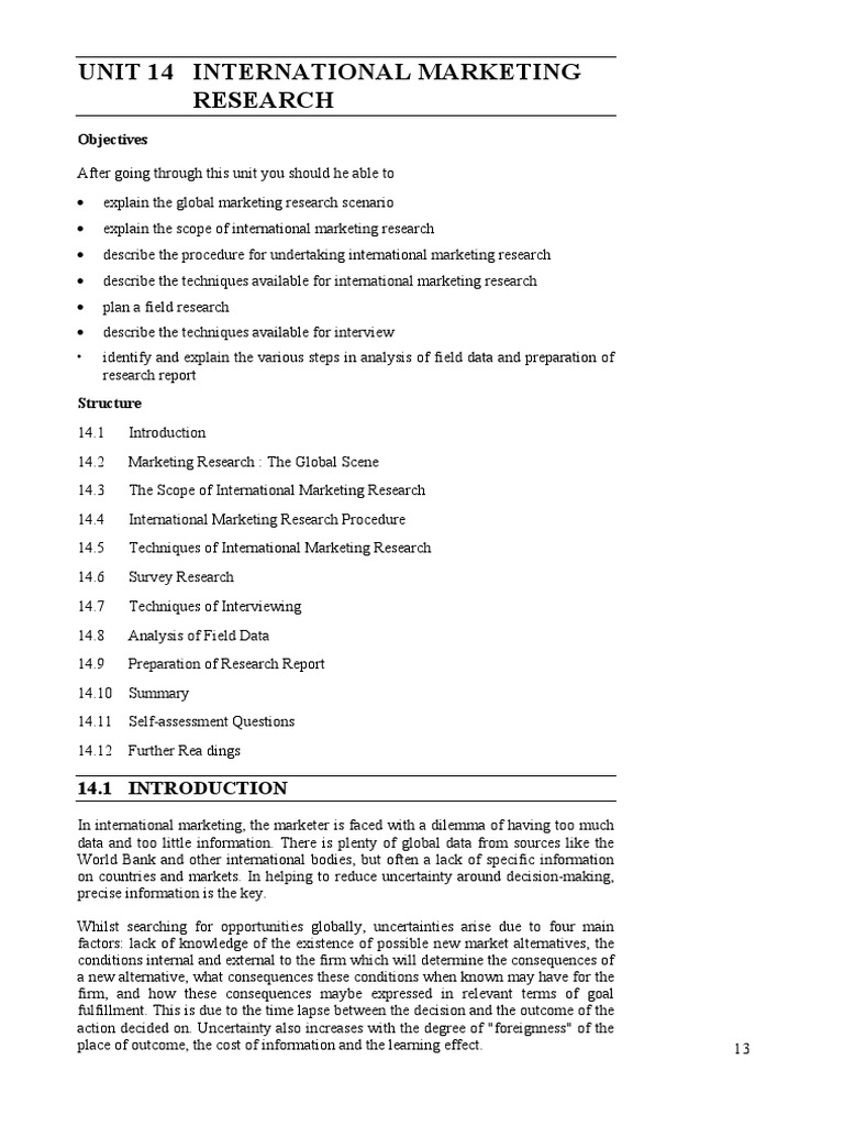 Unit-14 International Marketing Research | PDF