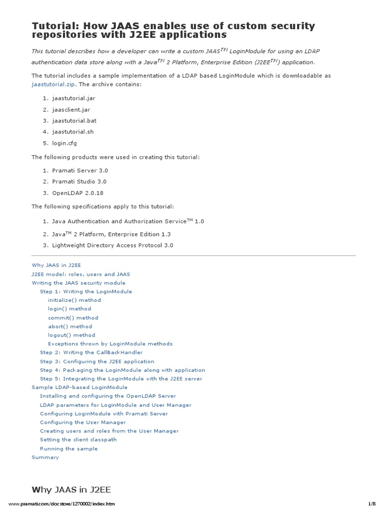 Tutorial - JAAS LoginModule in The J2EE Application | PDF | Java Platform | Application ...