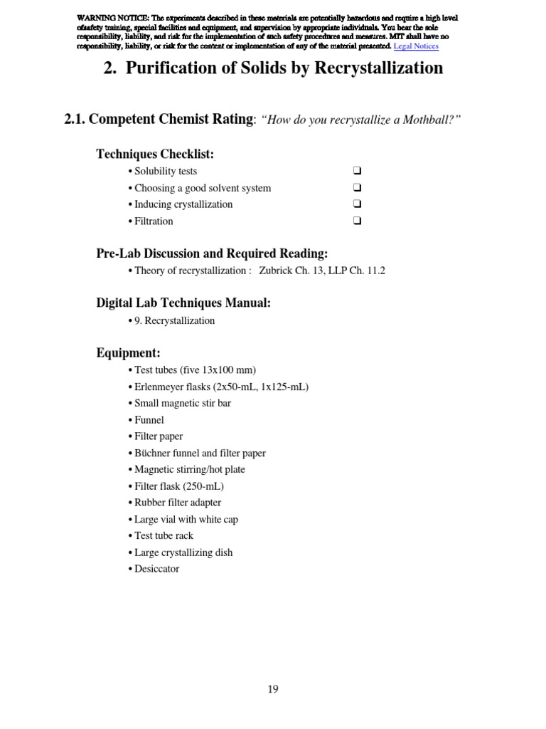 Naphthalene Purification by Recrystallization | PDF | Chemical Process ...