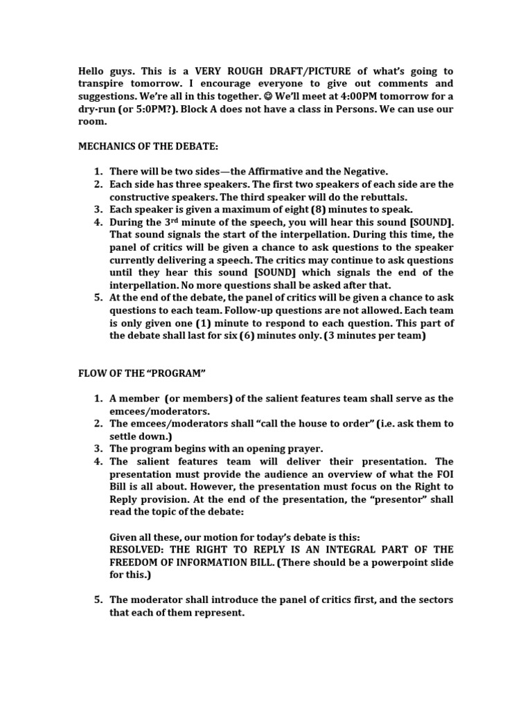 Mechanics of the Debate | Public Sphere | Politics