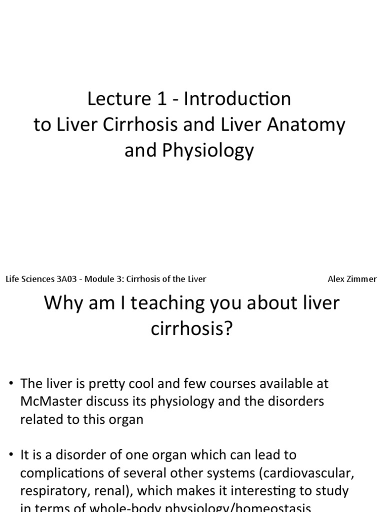 Lecture 1 - Introduc - On To Liver Cirrhosis and Liver Anatomy and ...