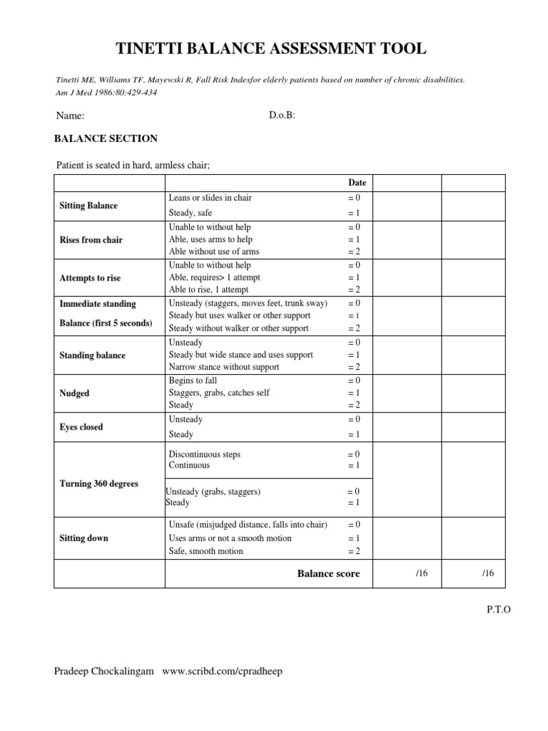 Tinetti Balance Assessment Tool Guide | PDF | Horse Gait | Anatomical ...