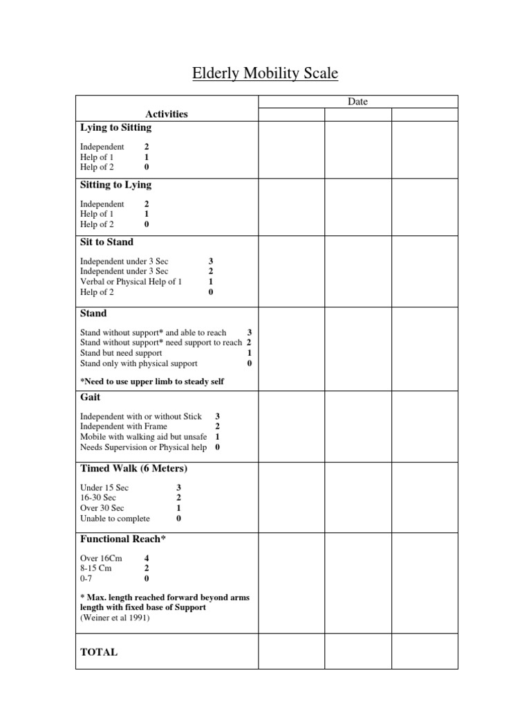 Elderly Mobility Scale