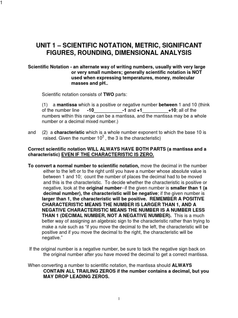 Scientific Notation, Metric System, Significant Figures, Dimensional ...