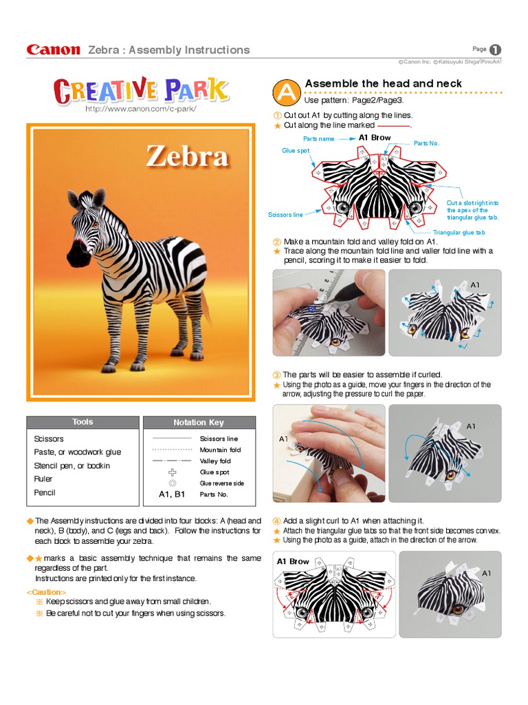 Zebra: Assembly Instructions: Assemble The Head and Neck | PDF | Sports ...