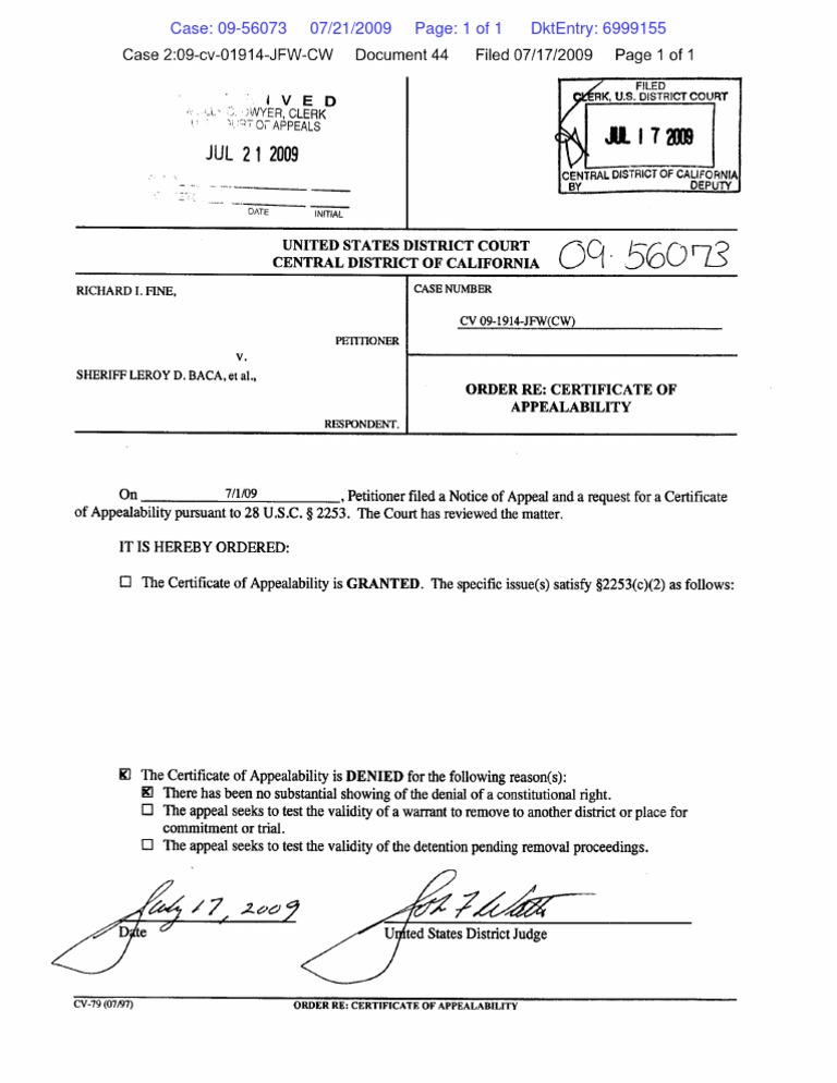 USDCDenial Certificateof Appealability | PDF | United States Federal ...