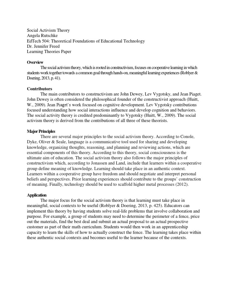 EdTech 504 Learning Theories Paper | PDF | Constructivism (Philosophy ...