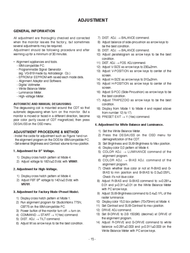 Adjustment: General Information | PDF | Color Balance | Computer Monitor