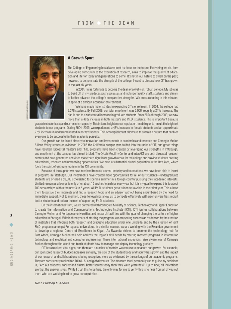 From The Dean: A Growth Spurt | PDF | Carnegie Mellon University ...