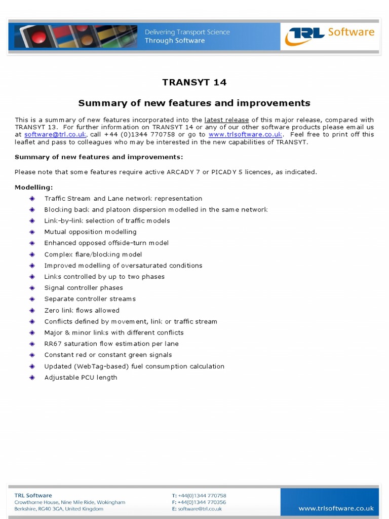 TRANSYT 14 New Features | Download Free PDF | Traffic | Graphical User ...