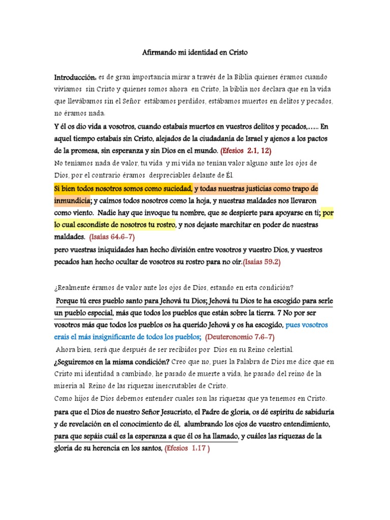 Afirmando Mi Identidad en Cristo | PDF | Espíritu | Cristo (título)