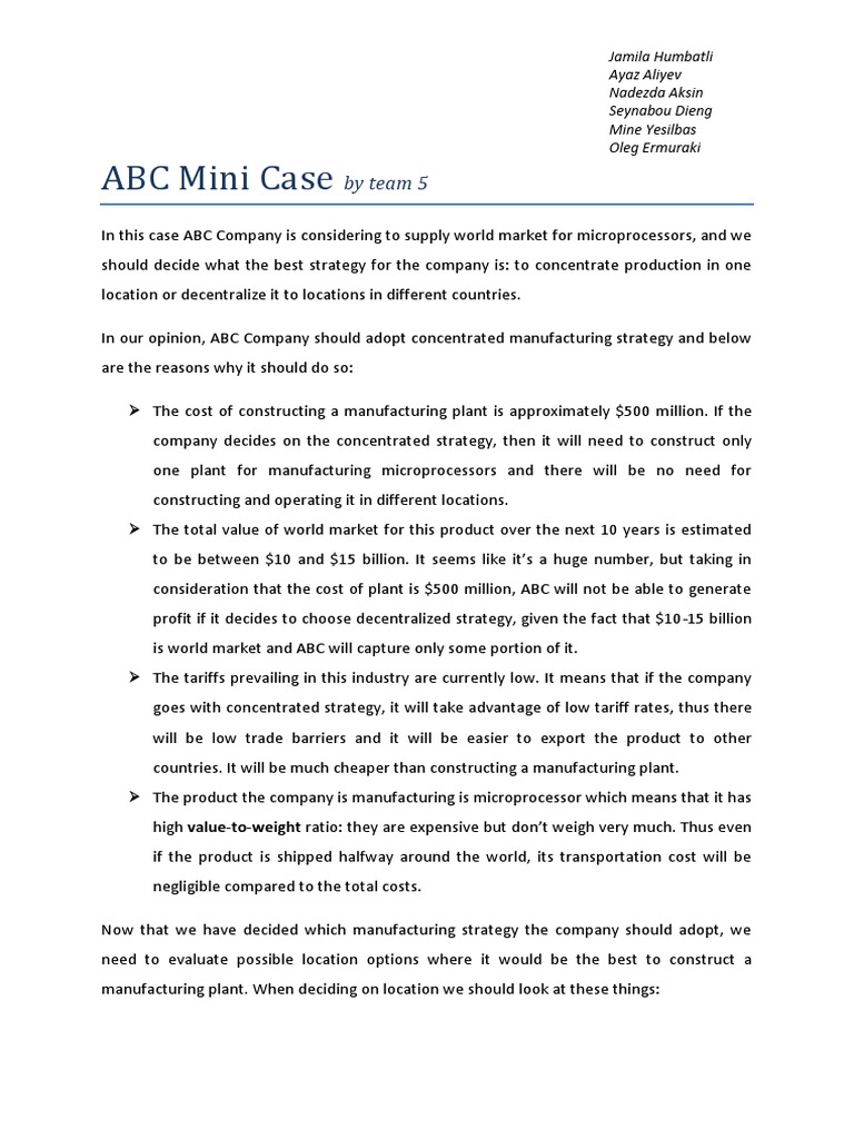 ABC Case Solution | PDF | Exports | Economics