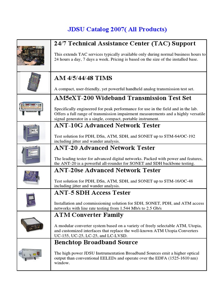 JDSU Catalog 2007 (All Products) | PDF | Computer Network | Optical Fiber