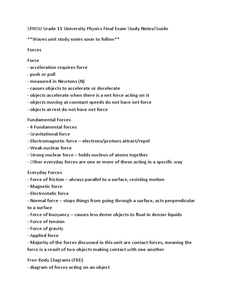 Grade 11 Physics Study Guide | PDF | Inductor | Force