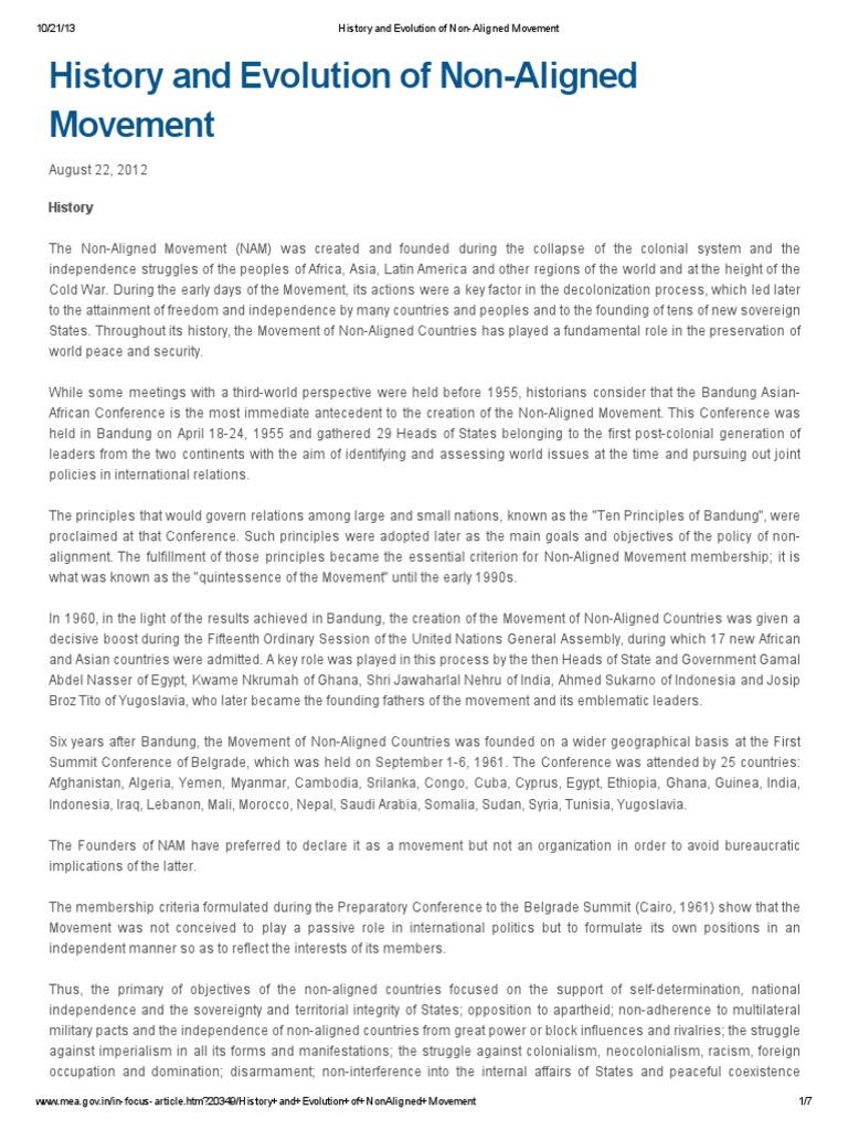 History and Evolution of Non-Aligned Movement | Non Aligned Movement ...