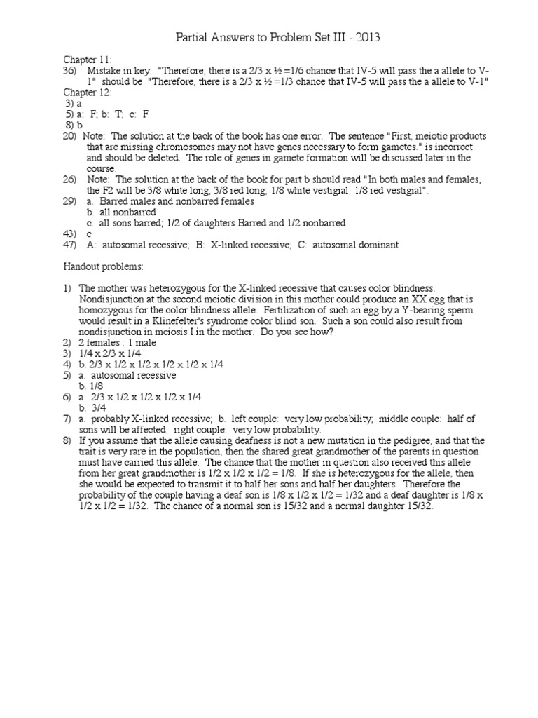 2013 Problem Set III Partial Answers | PDF
