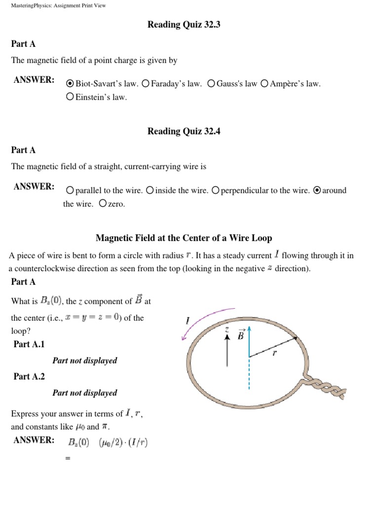Magnetic Field Reading Quiz 32.3 | Download Free PDF | Magnetic Field ...