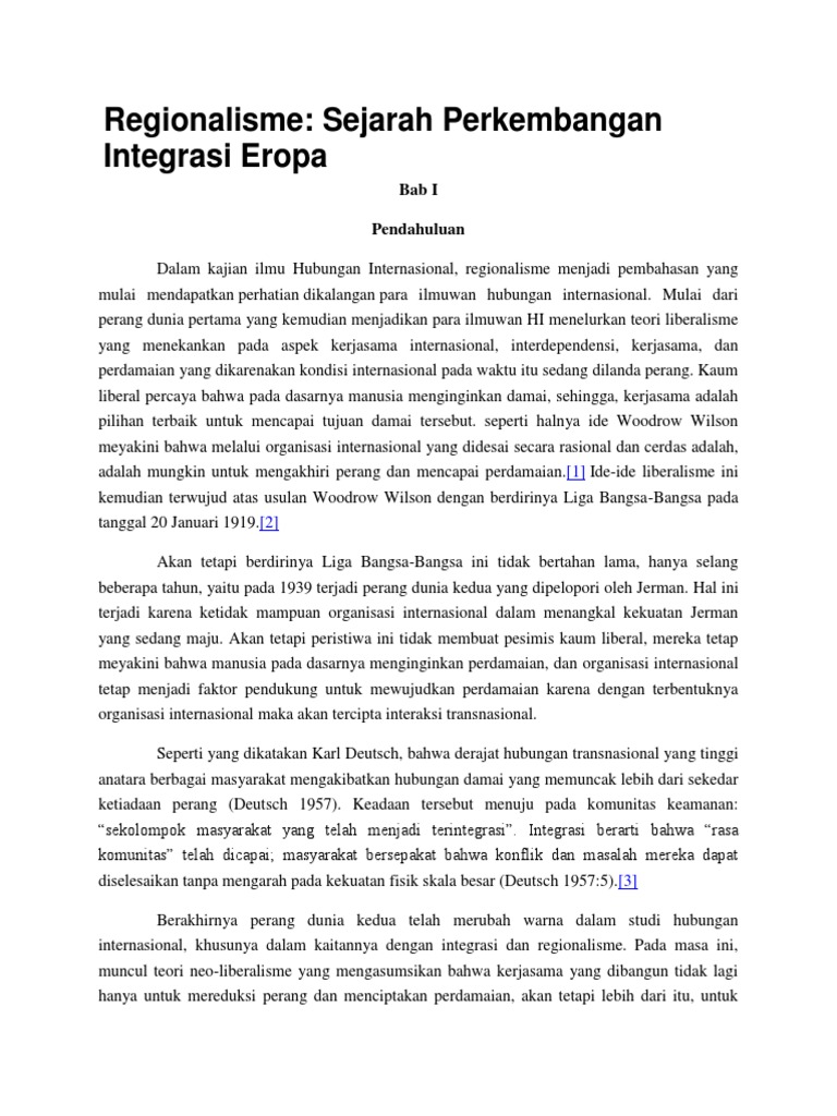 Regionalisme Sejarah Perkembangan Integrasi Eropa | PDF