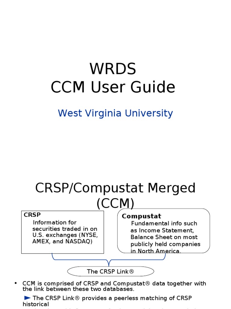 WRDS CCM | PDF | Nasdaq | Databases