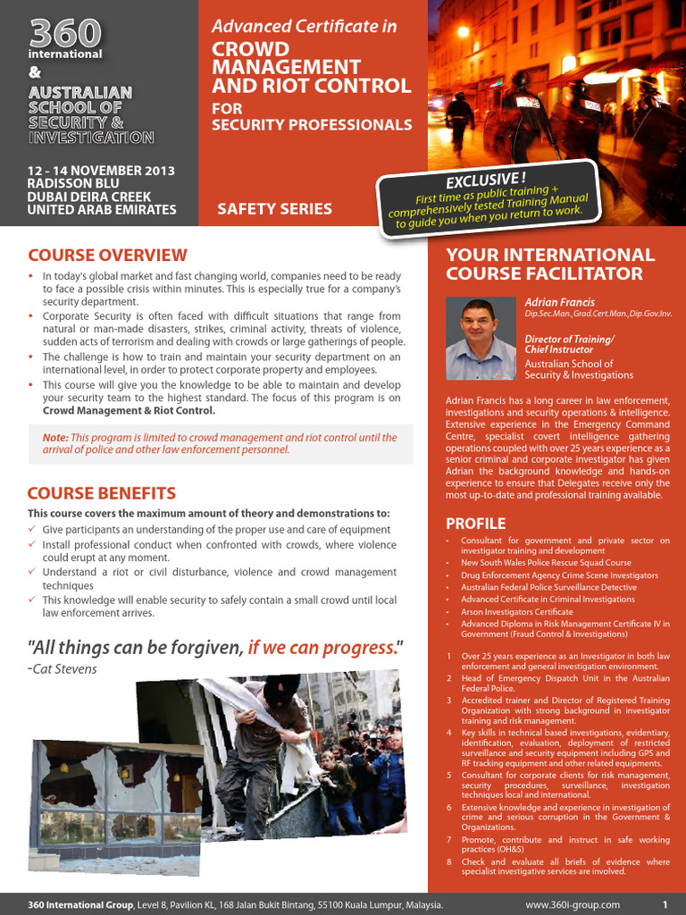 Advanced Crowd Management Course | PDF | Police | Surveillance