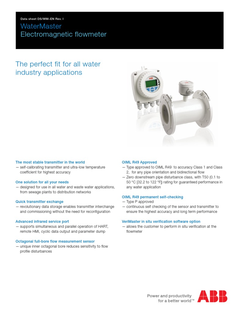ABB WaterMaster Datasheet | PDF | Flow Measurement | Calibration