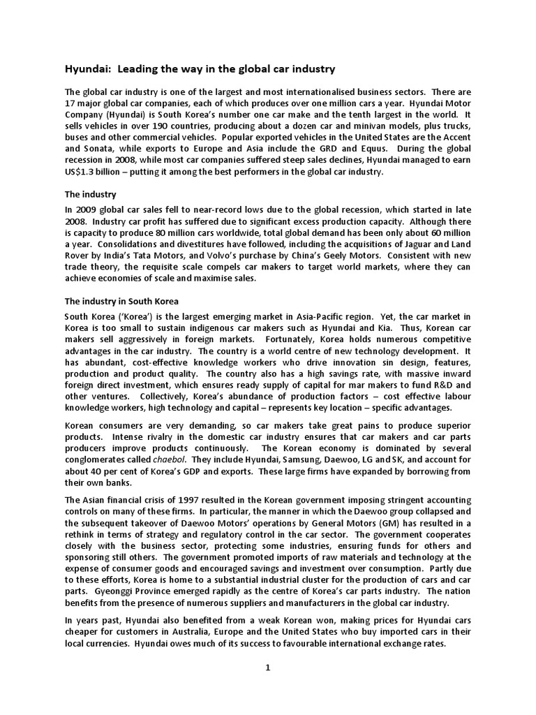 Hyundai's Global Car Industry Leadership | PDF | Motor Vehicle | Economies
