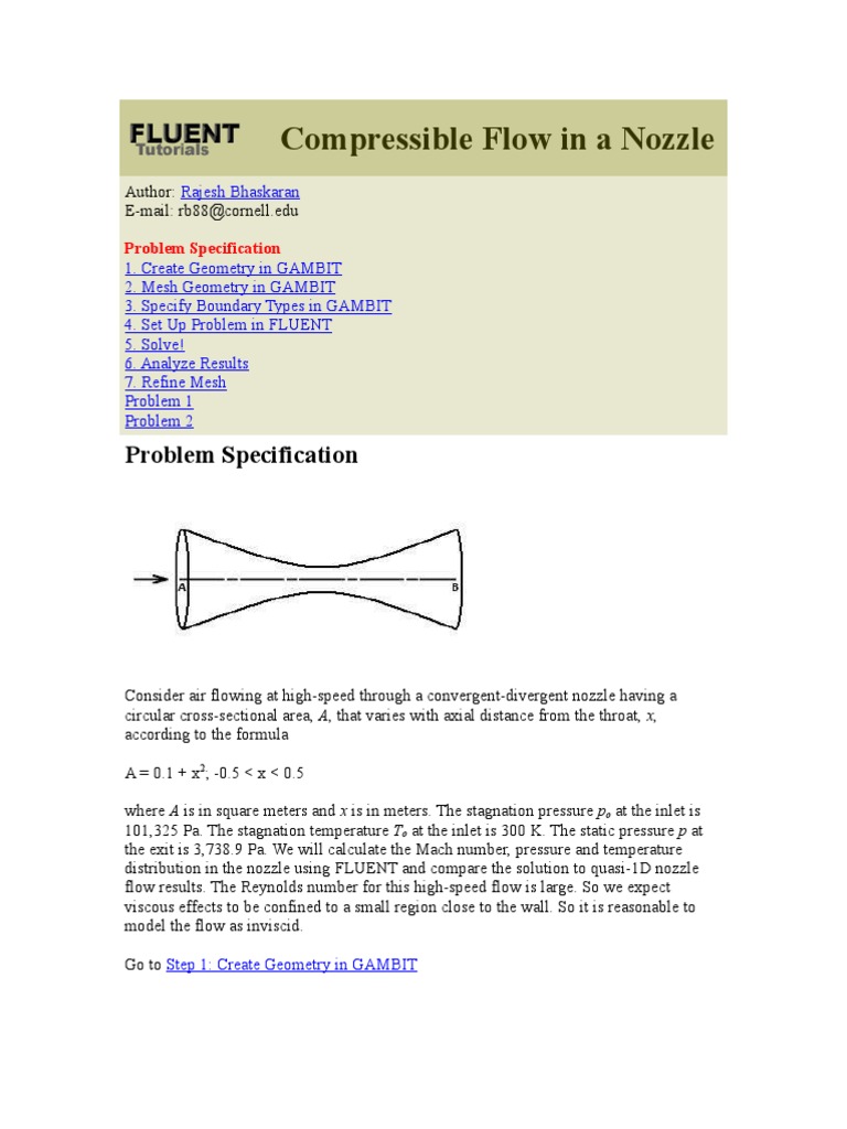 Compressible Flow in a Nozzle | Fluid Dynamics | Compressible Flow | Free 30-day Trial | Scribd