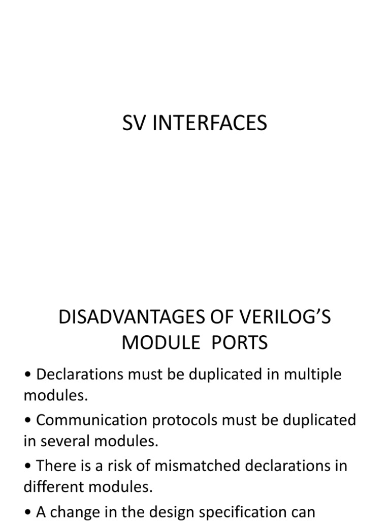 Sys Verilog Interfaces | PDF | Interface (Computing) | Communications ...