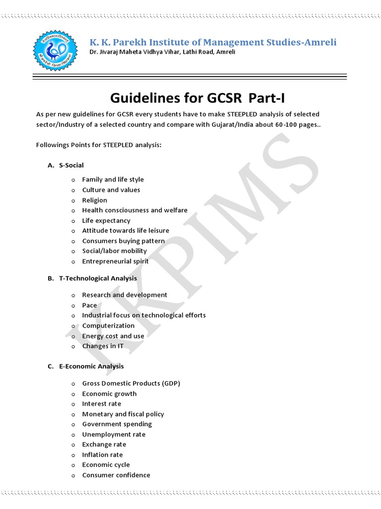 STEEPLED Analysis Guidelines for GCSR | PDF